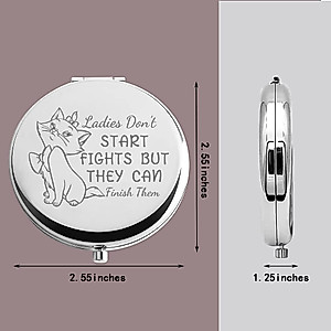 TGBJE Ladies Don’t Start Fights But They Can Finish Them Pocket Mirror Cartoon Cat Gift (Ladies Fights Mirror)