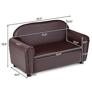 FANTASK Child’ s Sofa, Kid Armrest Sofa Chair Living Room Furniture, Kids Sofa Lounge Bed with Hidden Storage Compartment, Double Seat Upholstered Armchair, Great Gift for Kids, Toddlers