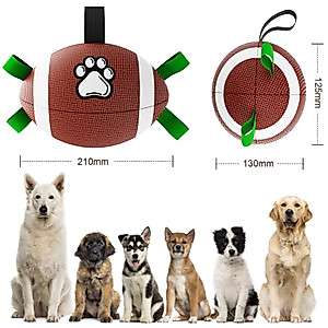 QDAN Dog Toys Football, Interactive Dog Toys for Tug of War,Superbowl Football Party Decorations Favor, Dog Water Toy, Durable Dog Balls for Small & Medium Dogs(8 inch)