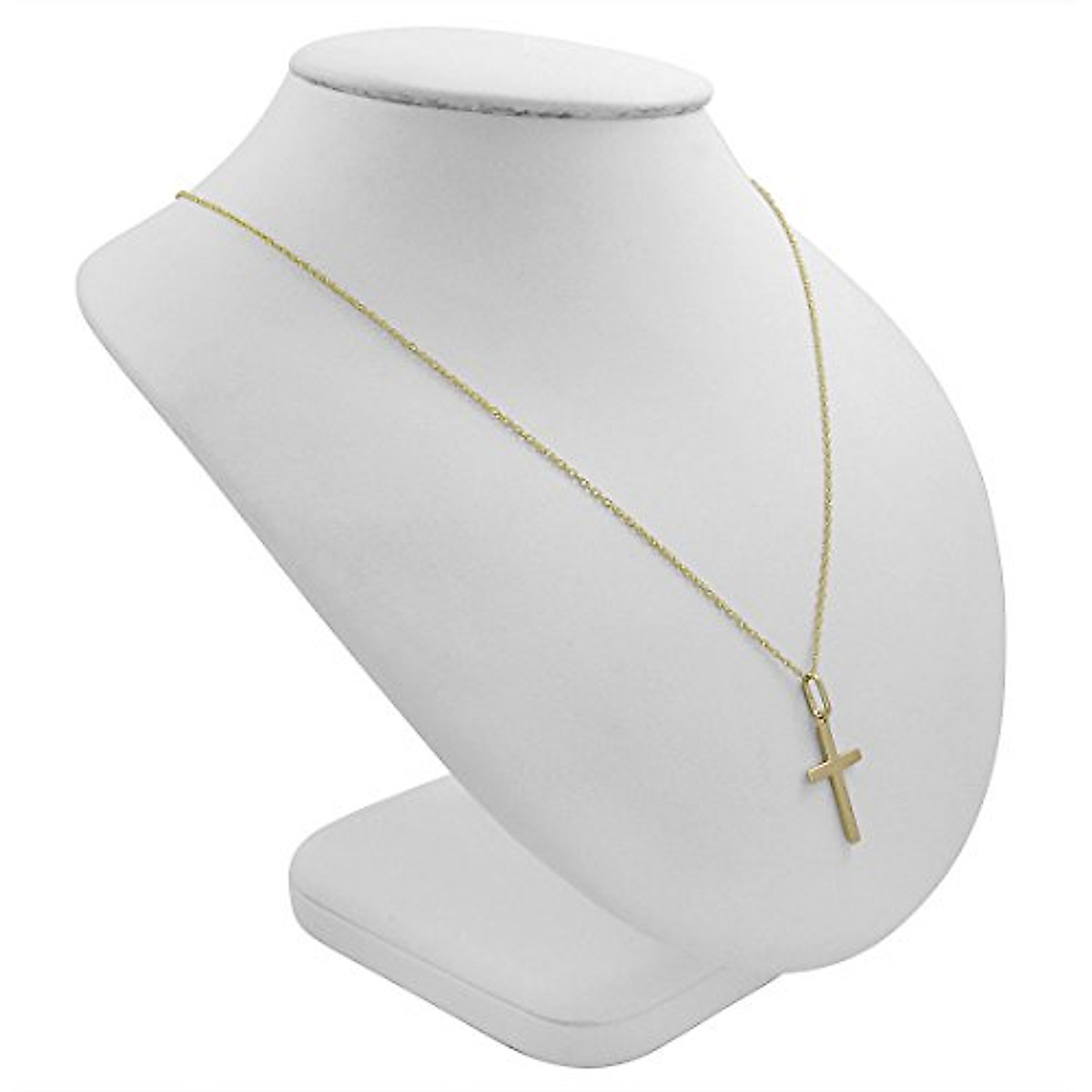 Amanda Rose Collection 14K Solid Yellow Gold Cross Pendant Necklace for Women on an 18 inch 14K Gold Chain