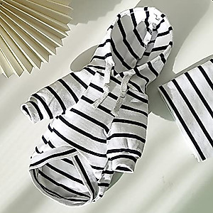 Pet Autumn and Winter Hoodies Fleece Stripe Sweatshirt Pet Cats and Dogs Warm Clothe Pet Supplies Pet Clothes Hangers and Rack (X-Large, Brown)