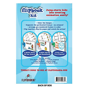 Fliptomania Bundle of 3 Flipbook Kits for Kids - Rocket & Robot, Frog and Butterfly, Dinosaurs - Save 15%