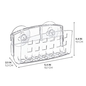 iDesign Sinkworks Kitchen Sink Suction Holder for Sponges, Scrubbers, Soap - Clear Large