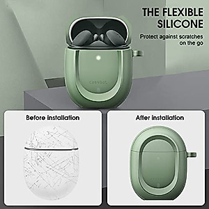 CaseBot Case Cover for Pixel Buds A-Series 2021 and Pixel Buds 2 (2020), Rugged Shield Protective Skin [Front LED Visible](Sage Green)