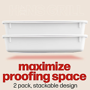 Hans Grill 2-Piece BPA Free Plastic Dough Proofing Box | Pizza Proofing Box, Bread Proofing Box | Stackable, with Covers, with Lid | Premium Quality (2 Pack Large)