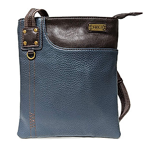 Chala Crossbody Phone Purse | SOFT PU Leather SWING Bag with Chala Mini Key fob (Navy_Metal OWl)