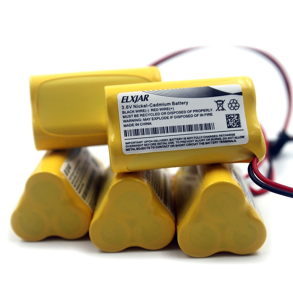 elxjar (5-Pack) 3.6V 900mAh AA ELB-B001 NiCad Battery Replacement for Lithonia Unitech 0253799 ANIC1566 ELBB001 AA900MAH Emergency/Exit Light/Fire Exit Sign