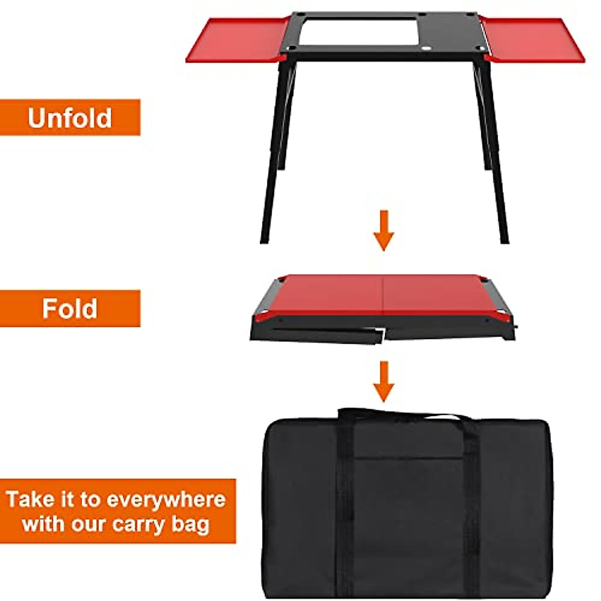 Adjustable Griddle Stand with Side Shelf for Blackstone 17" or 22" Table Top Griddle, Adjustable Griddle Table with Carry Bag Grill Accessories for Outdoor Cooking and Camping