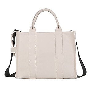 Large Canvas Tote Bag Simple one-Shoulder Shopping Bag Lady Letter Printing Commuter Fashion Messenger Handbag(Beige)
