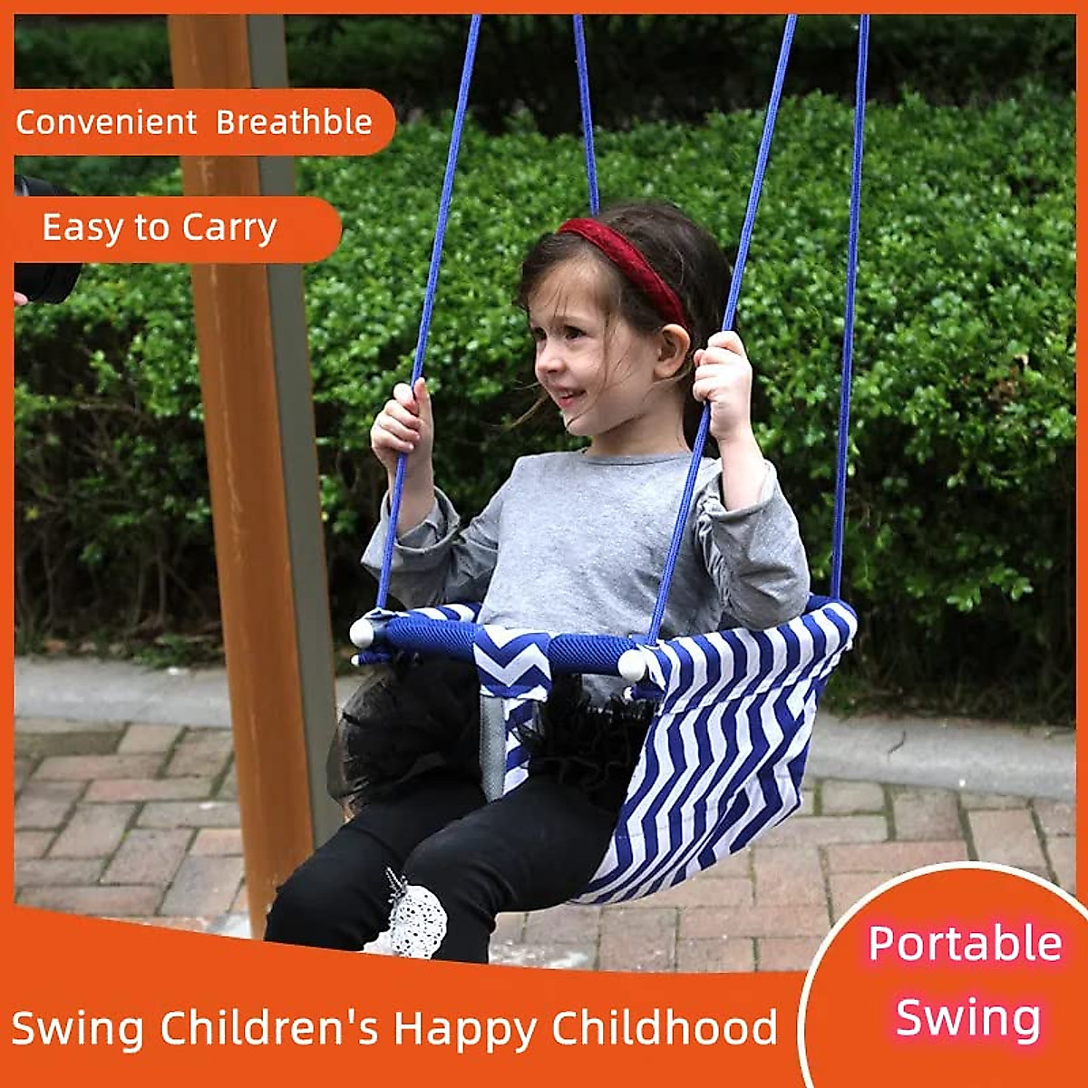 Toddler Baby Swing Seat with Heavy Duty Rope Play Secure Kids Swing Set, Secure Soft Canvas with Seat Belt for 6Months-14Years Old