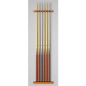 Fat Cat 2-Piece Wall Mounted Hardwood Billiard/Pool Cue Rack, Holds 6 Cues