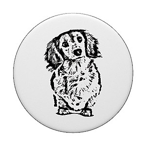 Long Haired Dachshund Cute Doxie Wiener White Black PopSockets Swappable PopGrip