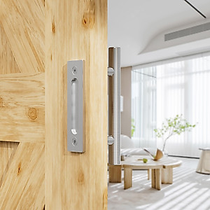 CCJH 9.5" Stainless Steel Sliding Barn Door Handles Pull Flush Hardware Set,Double Side for Gates Garages Sheds Furniture