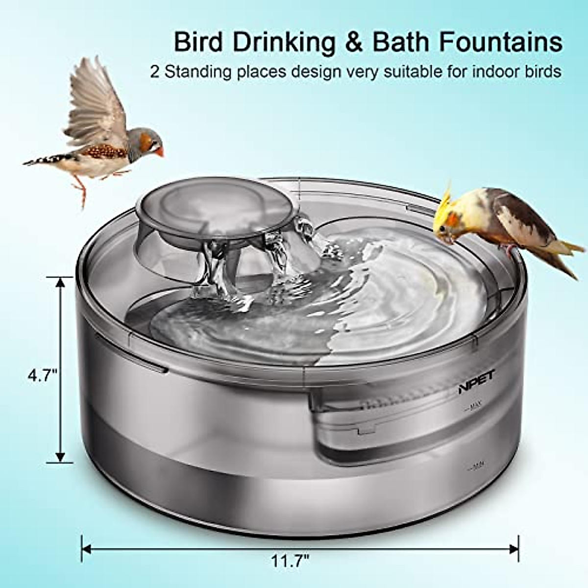 NPET DF10 Dog Water Fountain, 170oz/1.3Gallon/5L Large Automatic Pet Water Dispenser Dog Water Bowl with Cleaning Kit, Replacement Filter for Cat, Dogs, Multiple Pets