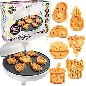 Kawaii Fun Snacks Mini Waffle Maker - 7 Different Food Japanese Style Designs Featuring an Avocado, Pizza, Ramen, Taco & More - Cool Electric Waffler for Amazing Kids Easter Morning Breakfast or Gift