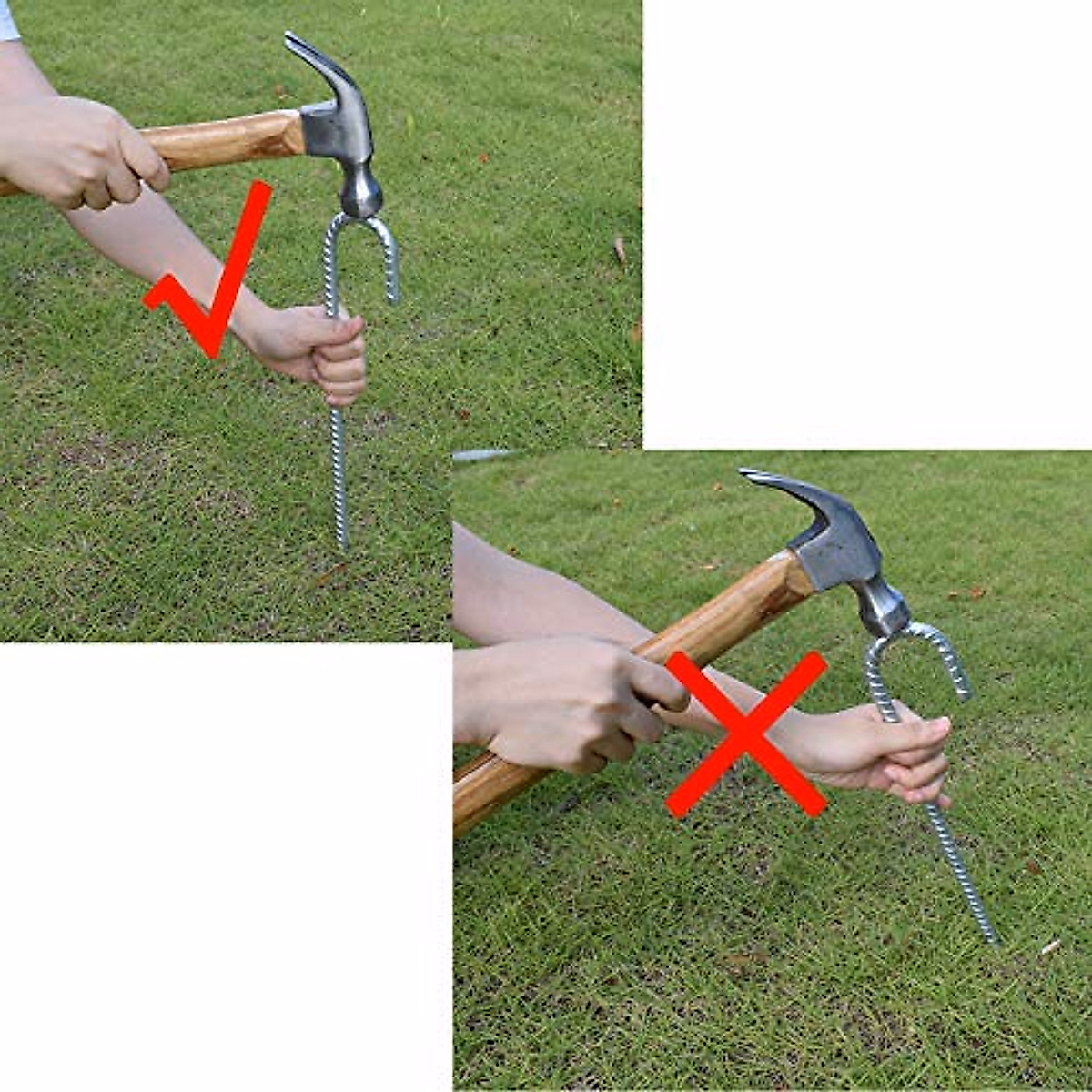 AAGUT 8 Pack Galvanized Rebar Tent Stakes J Hook 12 Inch, Chain Link Fence Stakes Canopy Yard Landscape Garden Staples, Heavy Duty Metal Steel Ground Anchors