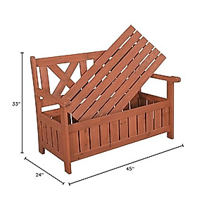 Leisure Season eisure Season SB6024 Wooden Backyard Brown-1 Piece-Patio, Balcony, Garden, Lawn, Park, Front Outdoor Bench with Storage