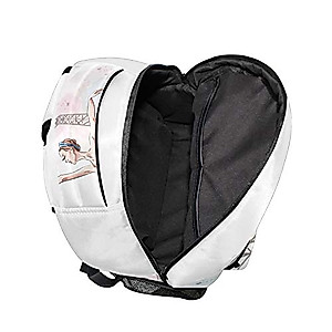 MOYYO School Backpack College Bookbag Travel Camping Laptop Daypack, Ballerina, 11.5x8x16 inch