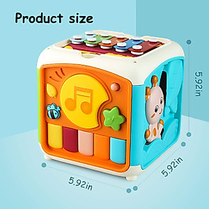Tikooere Activity Cube Toy for Baby,7 in 1 Multi-Function Play Cube with Music Keyboard,Drum and Xylophone,Educational Musical Toy Gifts for Toddlers Kids Boys Girls 1 2 3 4 5 6 Years Old(Blue)