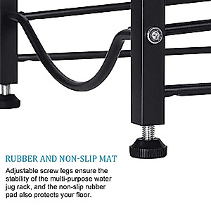 Water Cooler Jug Rack 5 Gallon Water Bottle Holder Storage Shelf 3 Tier Heavy Duty Stackable Water Cabinet Dispenser Organizer for Home Office, Black