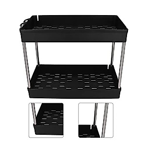 2 Tier Storage Shelf, Easy Assembly Floor Organizer Rack Stable Multifunctional for Dormitory for Office