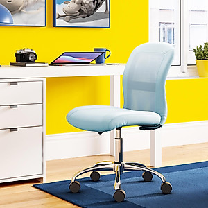 Serta Essentials Computer Chair, Blue Sky Faux Leather and Mesh