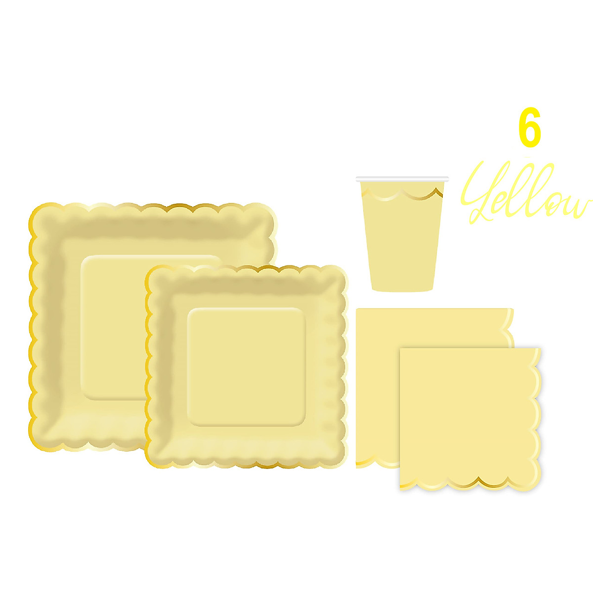 Serves 24 Scalloped Pastel Party Set 24-10 Inch Plates 24-7 Inch Plates 24 Lunch Napkins 24 Beverage Napkins 24 Cups - 12 Ounce cups