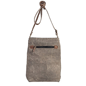 Mona B. Vintage Recycled Upcycled Canvas Identified Collection with Vegan Leather Trim (Identified-Ice Gray) (Charcoal)