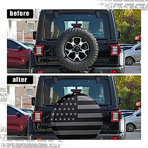 gunhunt 1 PC American Flag Pattern Tire Cover, 16" Car PVC Spare Tire Cover, Spare Tire Waterproof Protective Cover, Applicable to Most Cars, Trucks, SUVs, Trailers (Black)