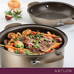 Anolon Advanced Home Hard-Anodized Nonstick Two Step Meal Set (5 Qt. Dutch Oven & 10" Everything Pan Lid, Bronze)