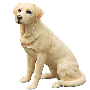 Labrador Golden Retriever Statue, Home Garden Art Sculpture Dog Model Car Seated Decoration Crafts Collection 4.72.55In,Black