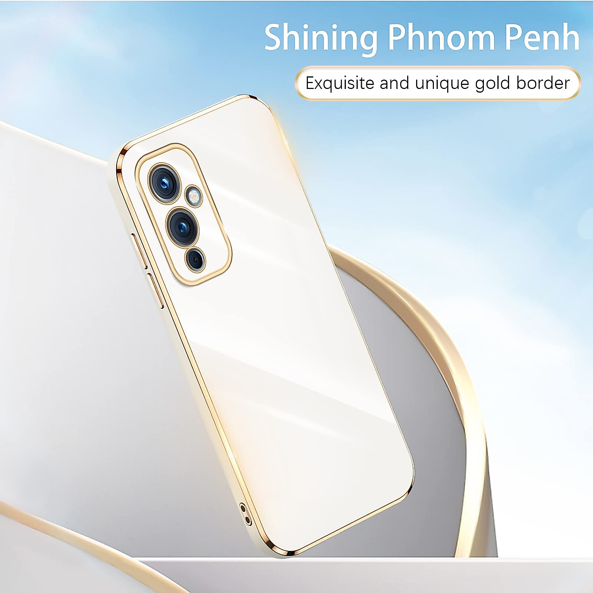 KuDiNi for Oneplus 9 Case, Oneplus 9 Phone Case for Women Girls Electroplating Cute Luxury Bling Aesthetic Trendy Pretty, Full Camera Soft TPU Protection Shockproof Cover for Oneplus 9 (White)