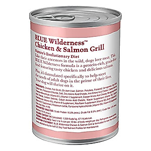 Blue Buffalo Wilderness High Protein, Natural Adult Wet Dog Food, Salmon & Chicken Grill 12.5-oz cans (Pack of 12)