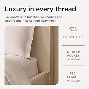 Threadmill 100% Supima Cotton Sheets King Size - 1200 Thread Count, 4Pc King Size Sheets Set, Smooth Sateen Weave King Sheets, Ultra Luxury Bed Sheets, 17" Deep Pocket King Sheet Set - White Sheets