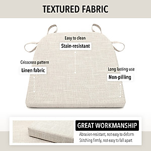 Tromlycs Chair Pads with Ties for Dining Room Chairs Set of 4 High Density Foam Padded Cushion Non Slip U Shaped Kitchen Seat 16x16.5 inch White Beige