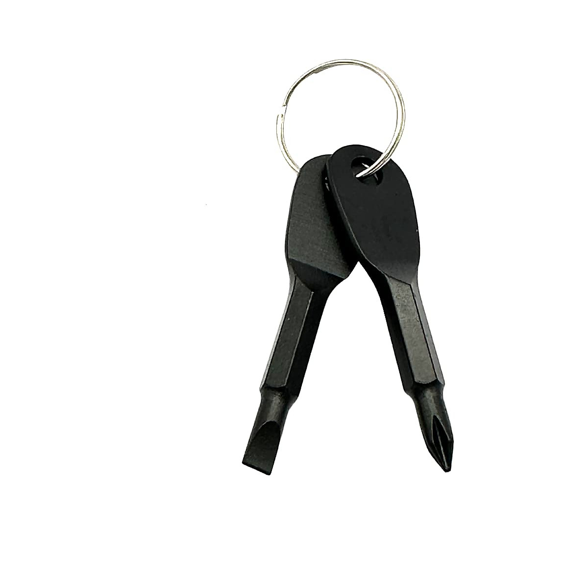 Mini Pocket Repair Hand Tool Portable Screwdriver Set Keychain Outdoor Tool Kit Stainless Steel Keyring 1pc (Black)