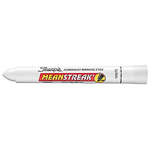 Sharpie Mean Streak Permanent Marking Stick, Bullet Tip, White, Box of 12