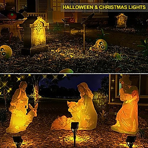 ROSHWEY Solar Spot Lights Outdoor Spotlight 18 LED Waterproof Landscape Spotlight for Garden Lawn Backyard Patio Porch Wall Deck Garage (WarmWhite- 2 Pack)