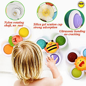 Bibibi 3pcs Bath Toys for Toddlers 1 3 Fidget Toys Baby Sensory Toys Suction Cup Spinners Spinning High Chair Window Toys Infant Autistic Children 12 18 Months 2 Year Old Boys Girls Birthday Gifts