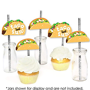 Big Dot of Happiness Taco ‘Bout Fun - Paper Straw Decor - Mexican Fiesta Striped Decorative Straws - Set of 24