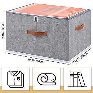 OUTBROS Large Storage Bins with Lid, Foldable Storage Bags and Handle, Zipper Storage Boxes, Used for storing clothes, blankets, pillows, 19.7 x 15.7 x 11.8 inch, 2-Pack