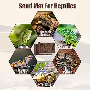 Tfwadmx Reptile Carpet Sand Mat for Bearded Dragon Terrarium Substrate Liner Brown Reversible Lizard Bedding Mats for Cage Leopard Gecko Tortoise Turtle Snake Chameleon with Tweezer 20"x 39"(2 Pcs)