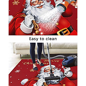 Outdoor Rug Carpet Indoor Area-Rug Christmas Santa Claus Washable High Traffic Bedroom Kitchen Mat Backyard Patio Porch Rug, 4 X 6