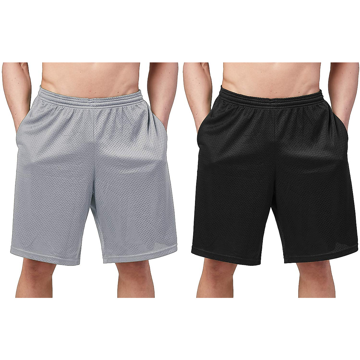 DEVOPS Men's 2-Pack Mesh Athletic Workout Basketball Running Mesh Shorts with Pockets