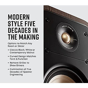 Polk Signature Elite ES20 Bookshelf Speaker - Hi-Res Audio Certified, Dolby Atmos & DTS:X Compatible, 1" Tweeter & 6.5" Woofer, Power Port Technology for Effortless Bass (Pair, Stunning Black)