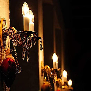 Supernoor 25 Pack Clear Torpedo Tip Replacement Bulbs,7 Watts Replacement Light Bulbs C26 Window Candle Bulbs,Electric Candle Light Bulbs,Chandeliers Clear Incandescent E12 Candelabra Base 120V Bulbs