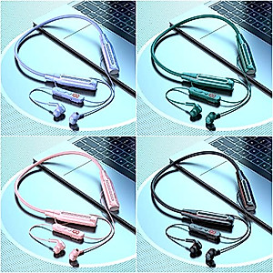 Halter Neck Wireless Bluetooth Headphones - Sports Wireless High-Power Bluetooth Earphones Neck-Mounted Earphones - Bluetooth Sport Stereo Earbuds Waterproof Headset for Work Travel (Black)