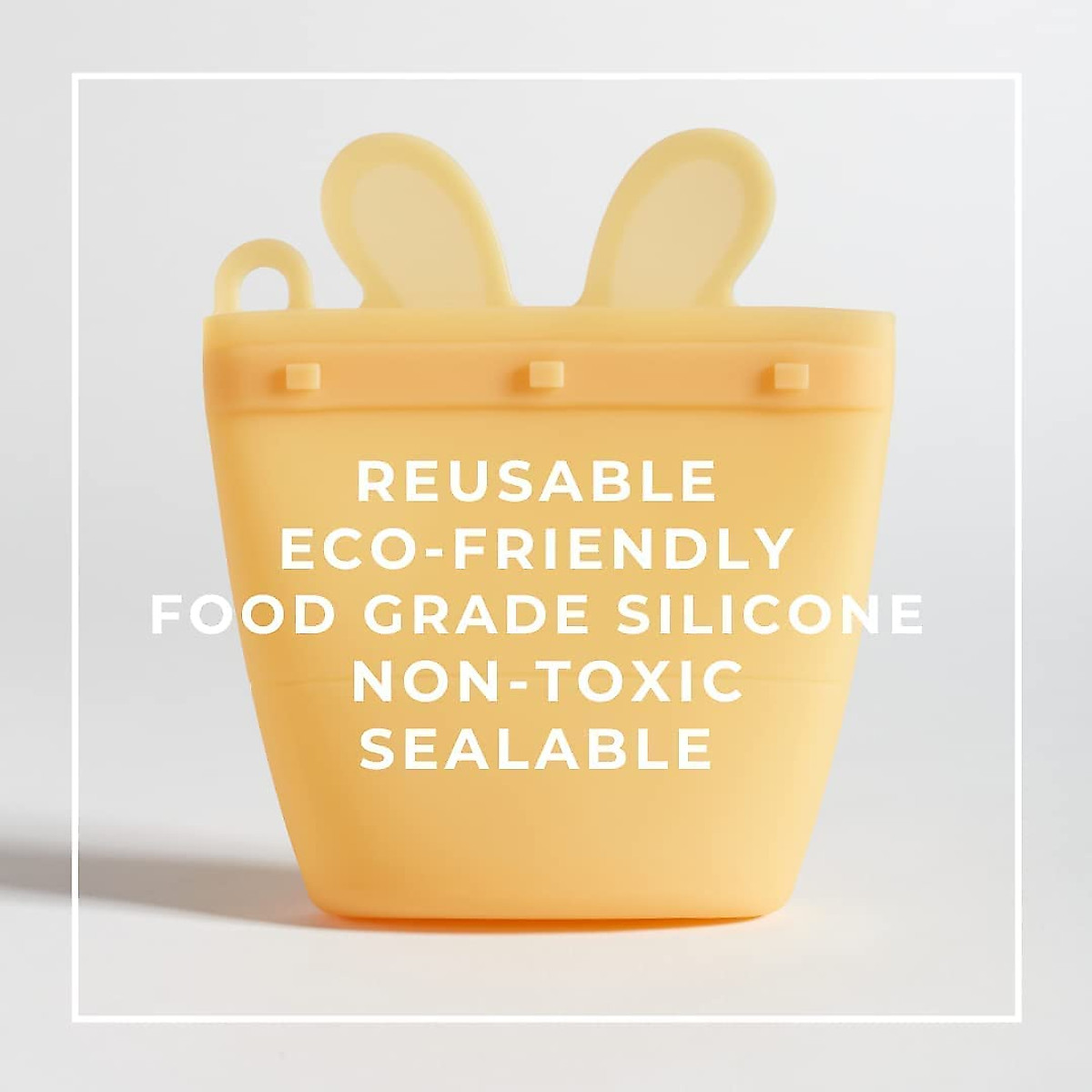 Amalka + Albert Reusable Snack Bag Set for Kids. Food Grade Silicone Container with Strong Seal that is Eco-Friendly and Non-Toxic. Great for Travel or School. (Yellow and Green Set)