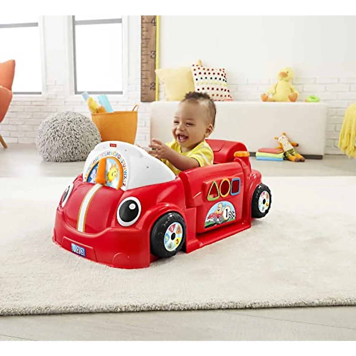 Fisher-Price Laugh & Learn Baby Activity Center Crawl Around Car With Music Lights And Smart Stages For Infants And Toddlers, Red [Amazon Exclusive]