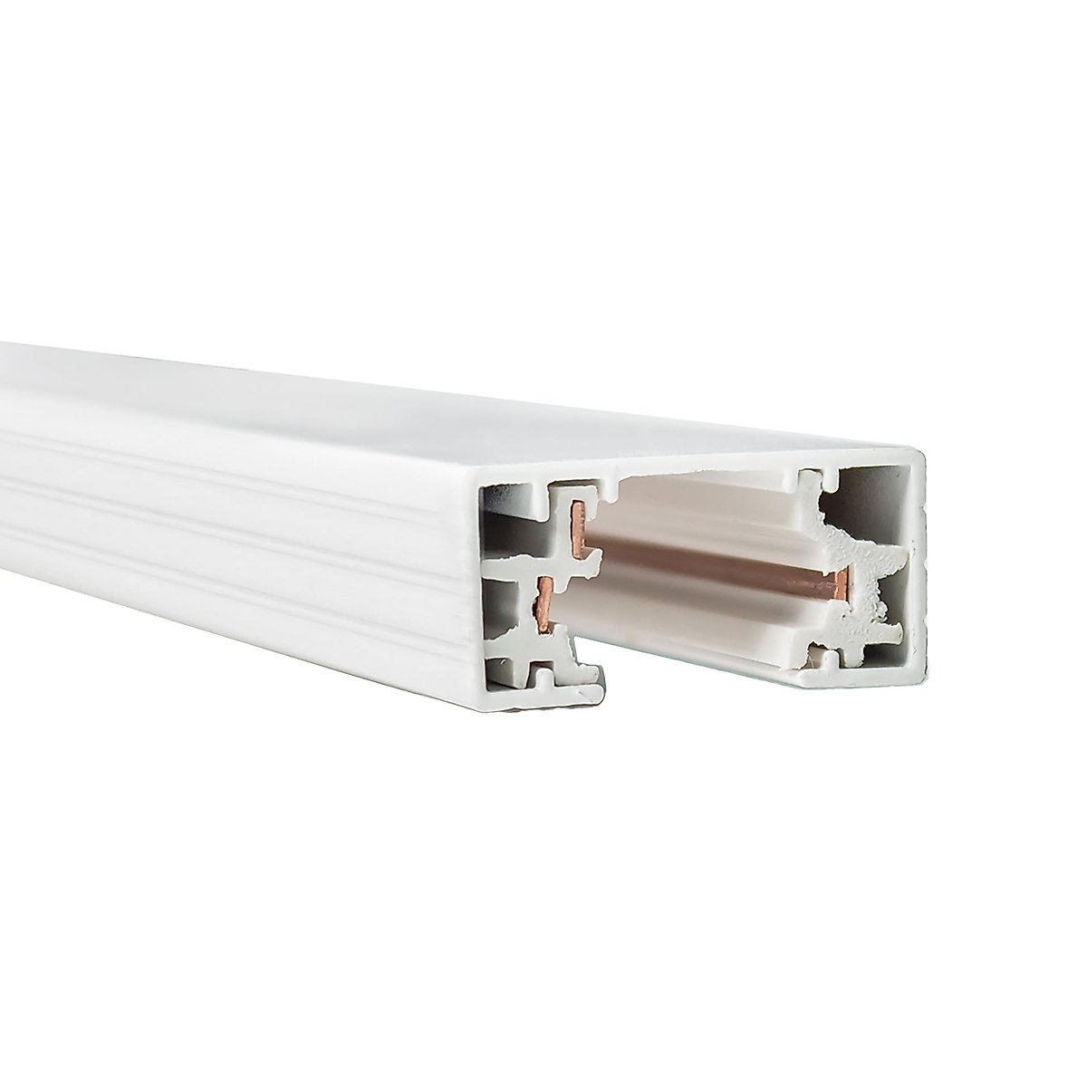 WAC Lighting H Track 8FT Single Circuit Field Cuttable 120V Track for H Style 3-Wire Track Fixtures with 2 Endcaps in White